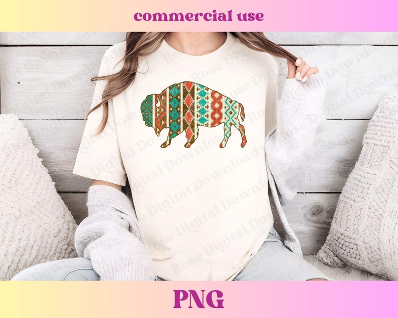 Aztec Buffalo PNG, Trendy Rancher Western Country Shirt Farming Digital ...
