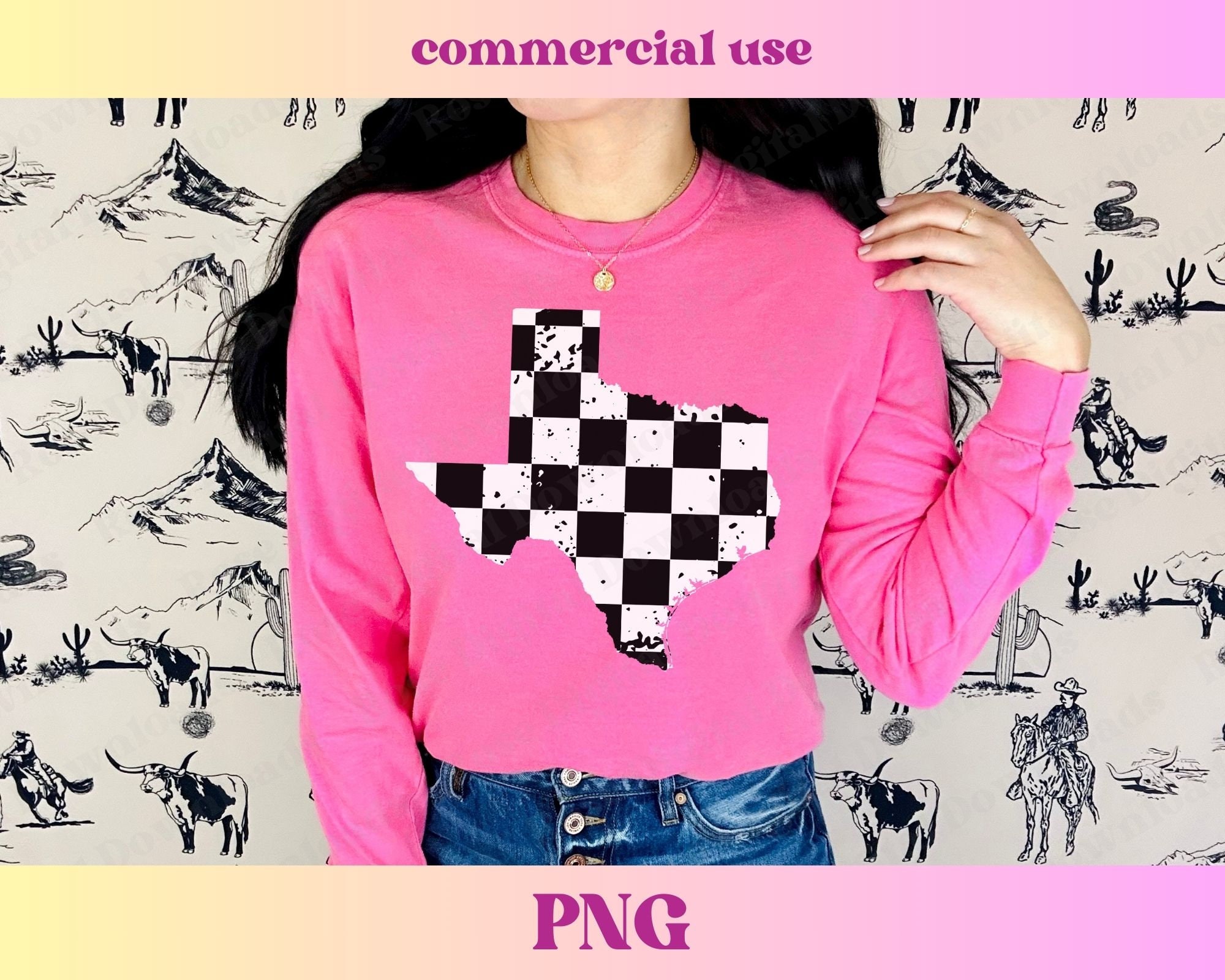 Checkered Texas PNG | Trendy State Shirt Design | Distressed Retro ...