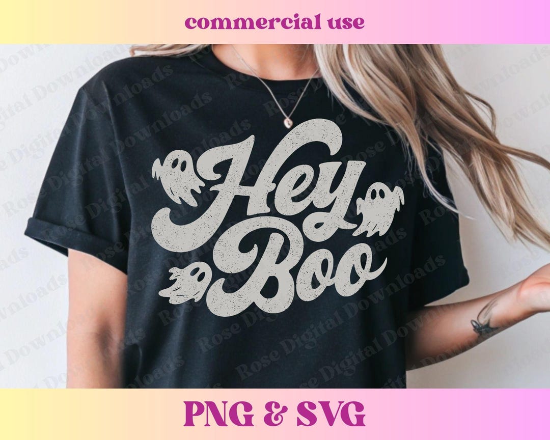 Trendy Hey Boo SVG PNG | Vintage Retro Spooky Design | Cute Ghost ...