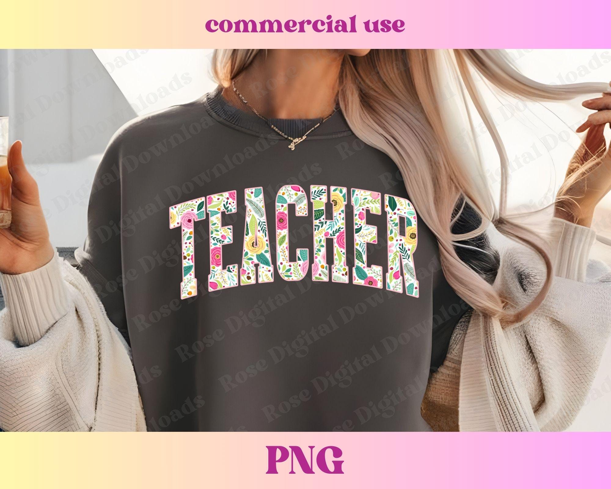 Floral Teacher PNG Floral Shirt Design Distressed Elementary School ...