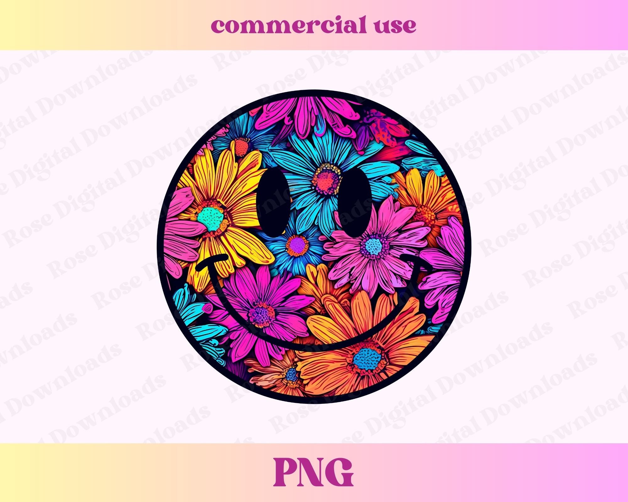 Retro Floral Smile PNG | Happy Vintage Png | Groovy Smile Aesthetic Png ...