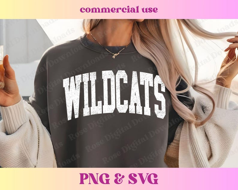 Distressed Varsity Wildcats PNG SVG | Trendy School Spirit Shirt | Cute ...