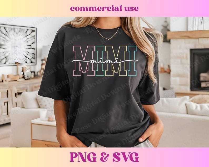 Pastel Varsity Mimi Script PNG SVG | Trendy Colorful Vintage Gift ...