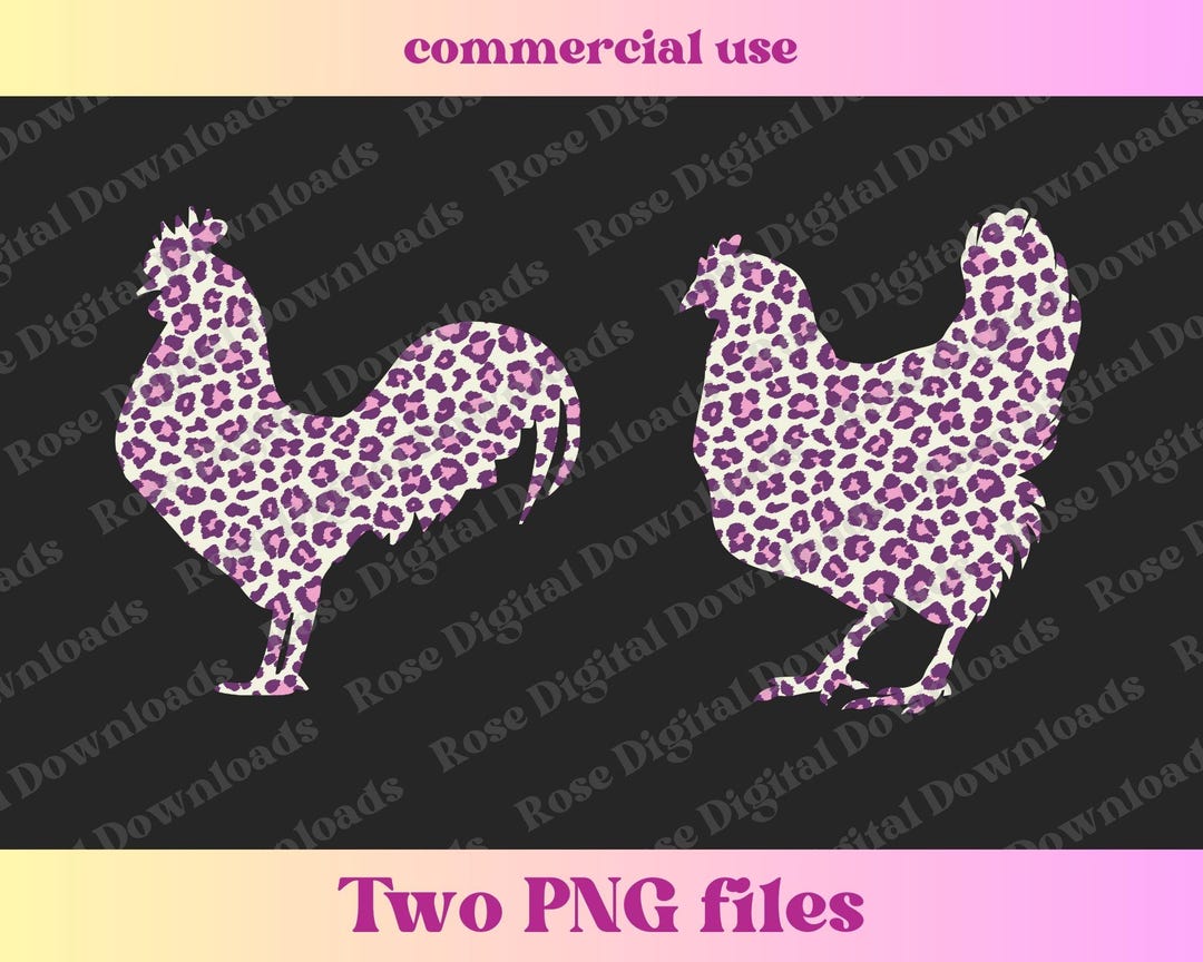 Purple Leopard Rooster and Hen PNG | Trendy Rancher Western Country ...