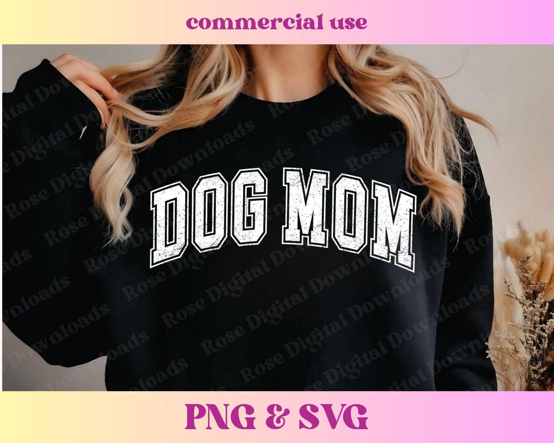 Varsity Dog Mom PNG SVG | Dog Mama Paw Print Shirt | Distressed Varsity ...