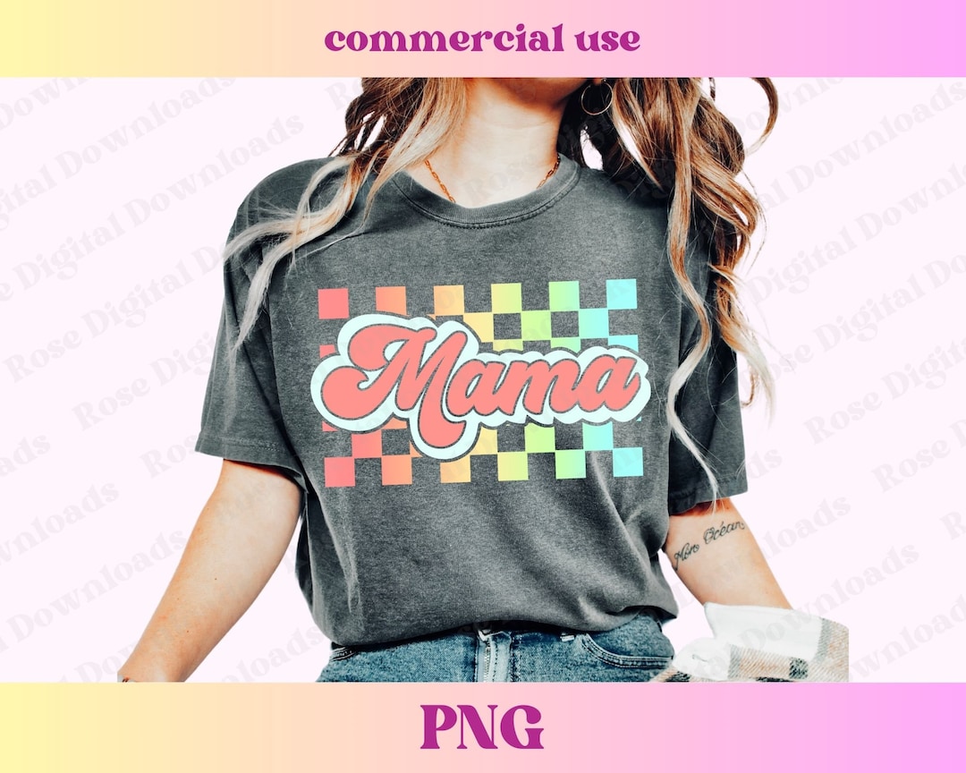 Ombre Mama Checkered PNG | Bright Mom Rainbow Shirt | Mother's Day Gift ...