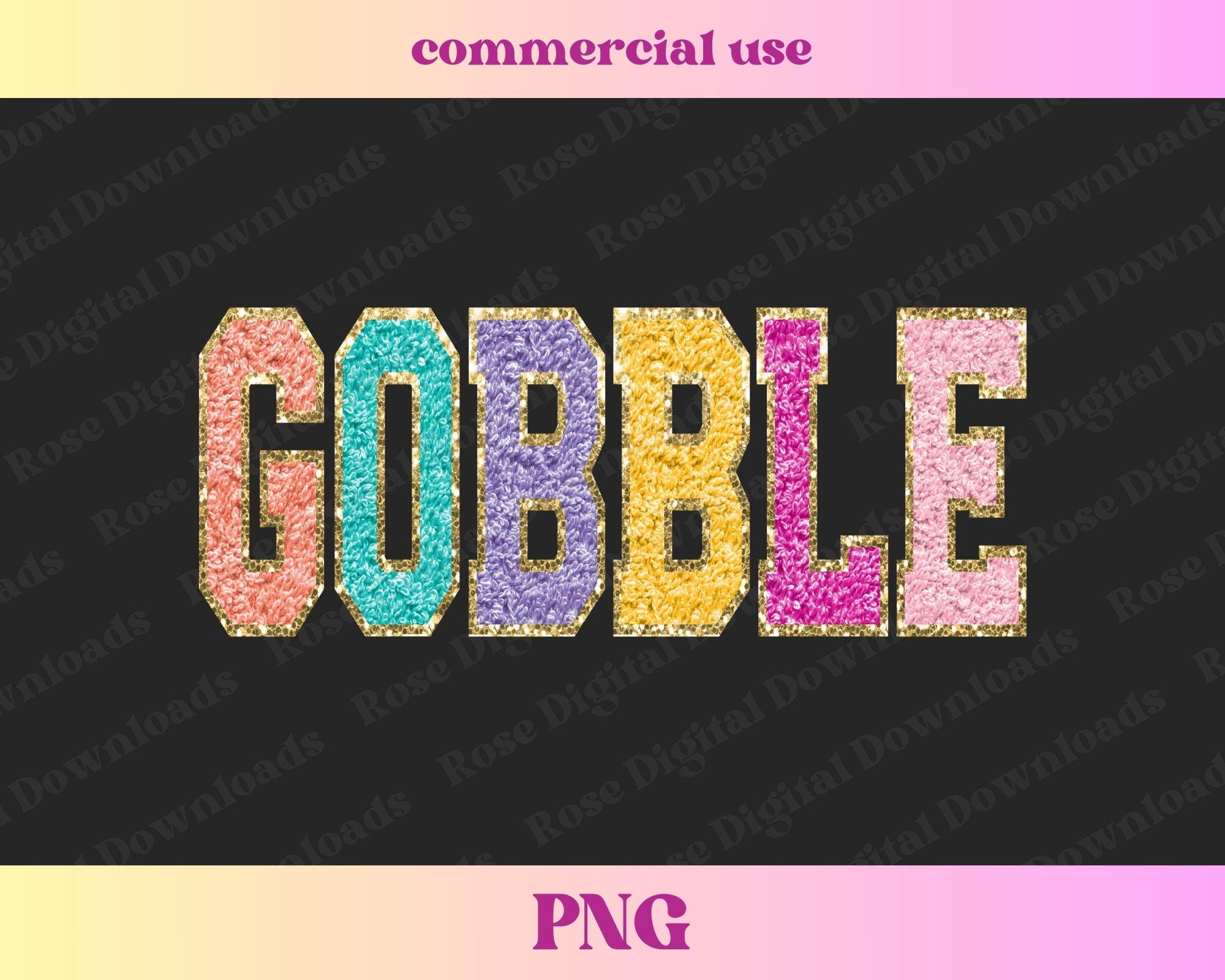 Faux Chenille Sequin Patch Gobble PNG | Trendy Fall Pumpkin ...
