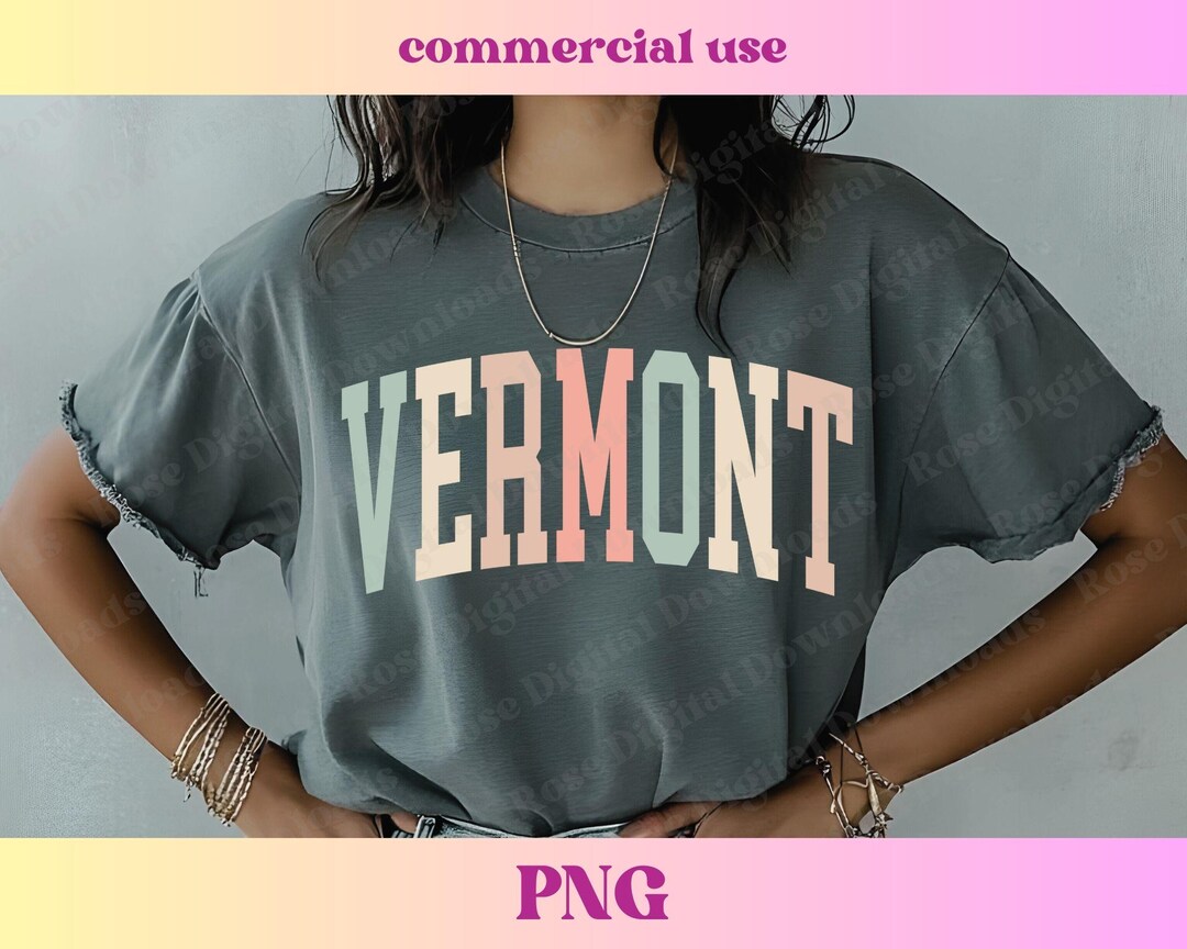 Pastel Vermont PNG | Trendy State Shirt Design | Retro Vintage T-shirt ...