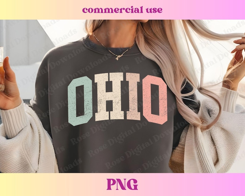 Pastel Ohio PNG | Trendy State Shirt Design | Retro Vintage T-shirt ...