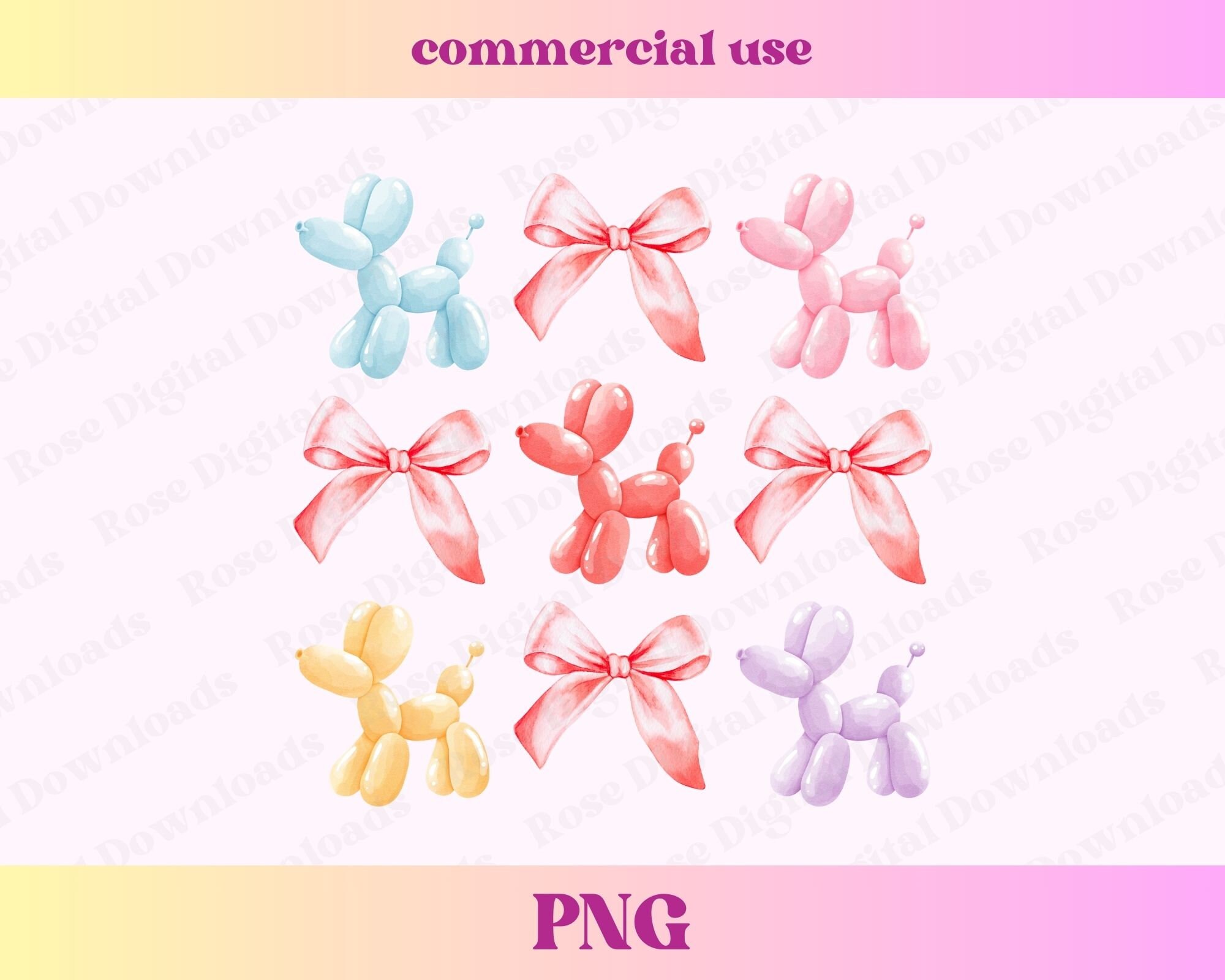 Coquette Balloon Animal PNG | Pink Ribbon Bow Png | Funny Weirdcore ...