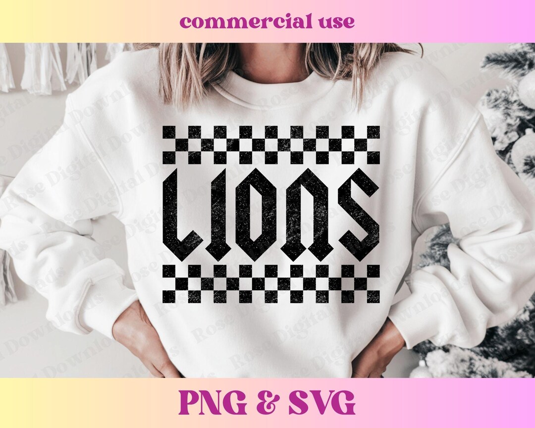 Checkered Lions PNG SVG | Trendy Varsity School Spirit Grad Shirt ...