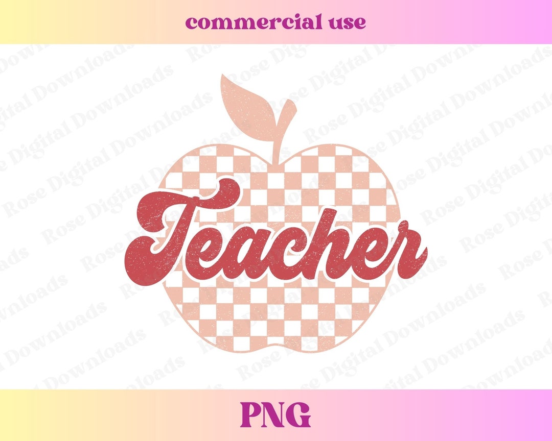 Checkered Teacher Apple PNG | Retro Vintage Groovy Teacher Shirt Gift ...