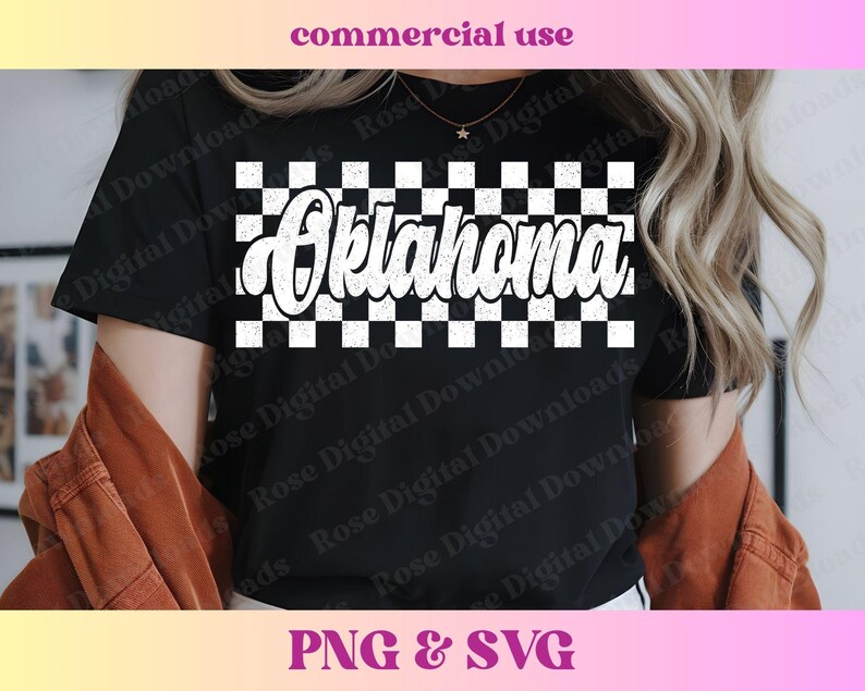 Distressed Checkered Oklahoma PNG SVG | Trendy State Shirt Design ...