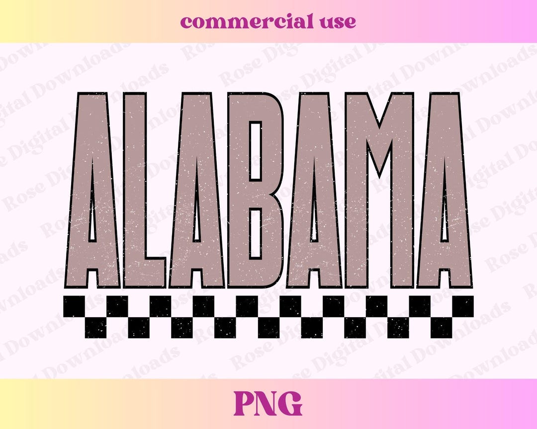 Checkered Alabama PNG | Trendy State Shirt Design | Distressed Retro ...