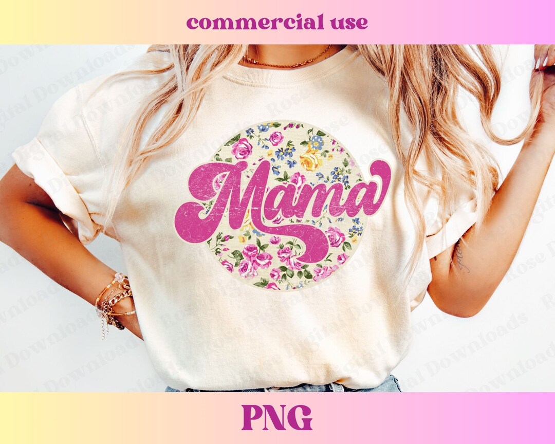 Pink Floral Mama PNG | Trendy Varsity Retro Mama Png | Mom Shirt PNG ...