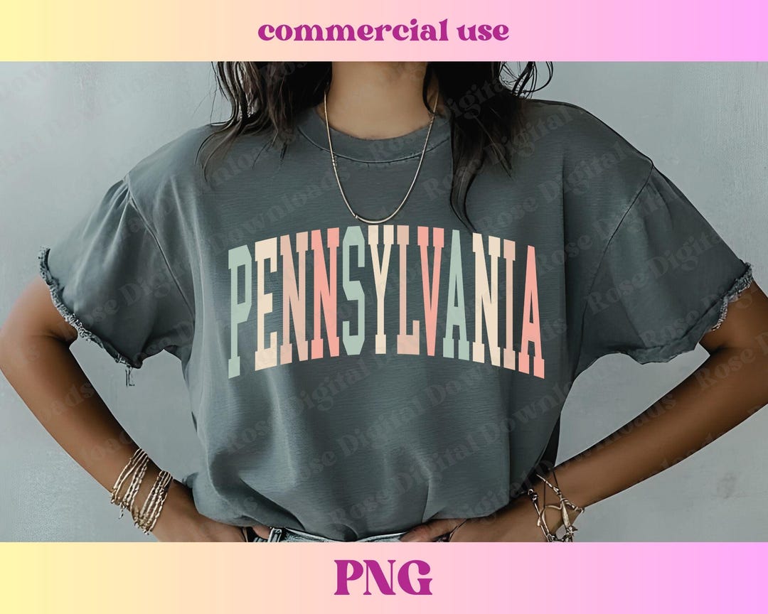 Pastel Pennsylvania PNG | Trendy State Shirt Design | Retro Vintage T ...