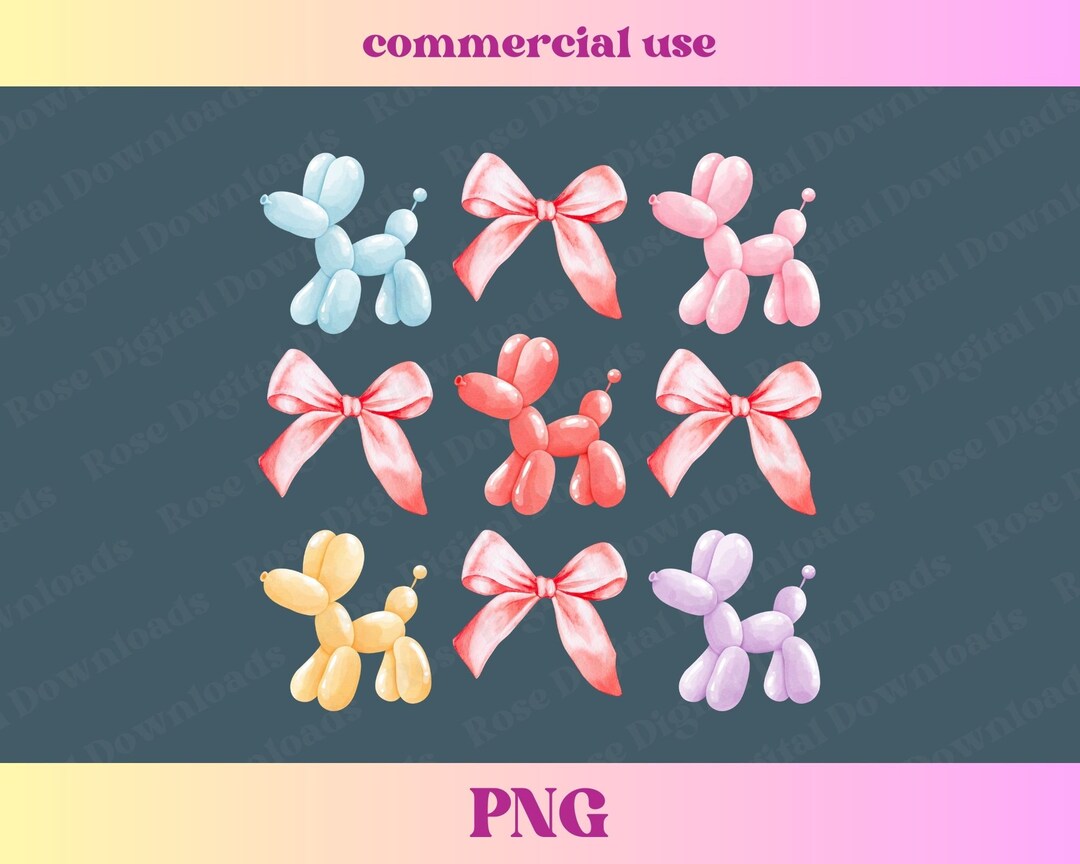 Coquette Balloon Animal PNG | Pink Ribbon Bow Png | Funny Weirdcore ...
