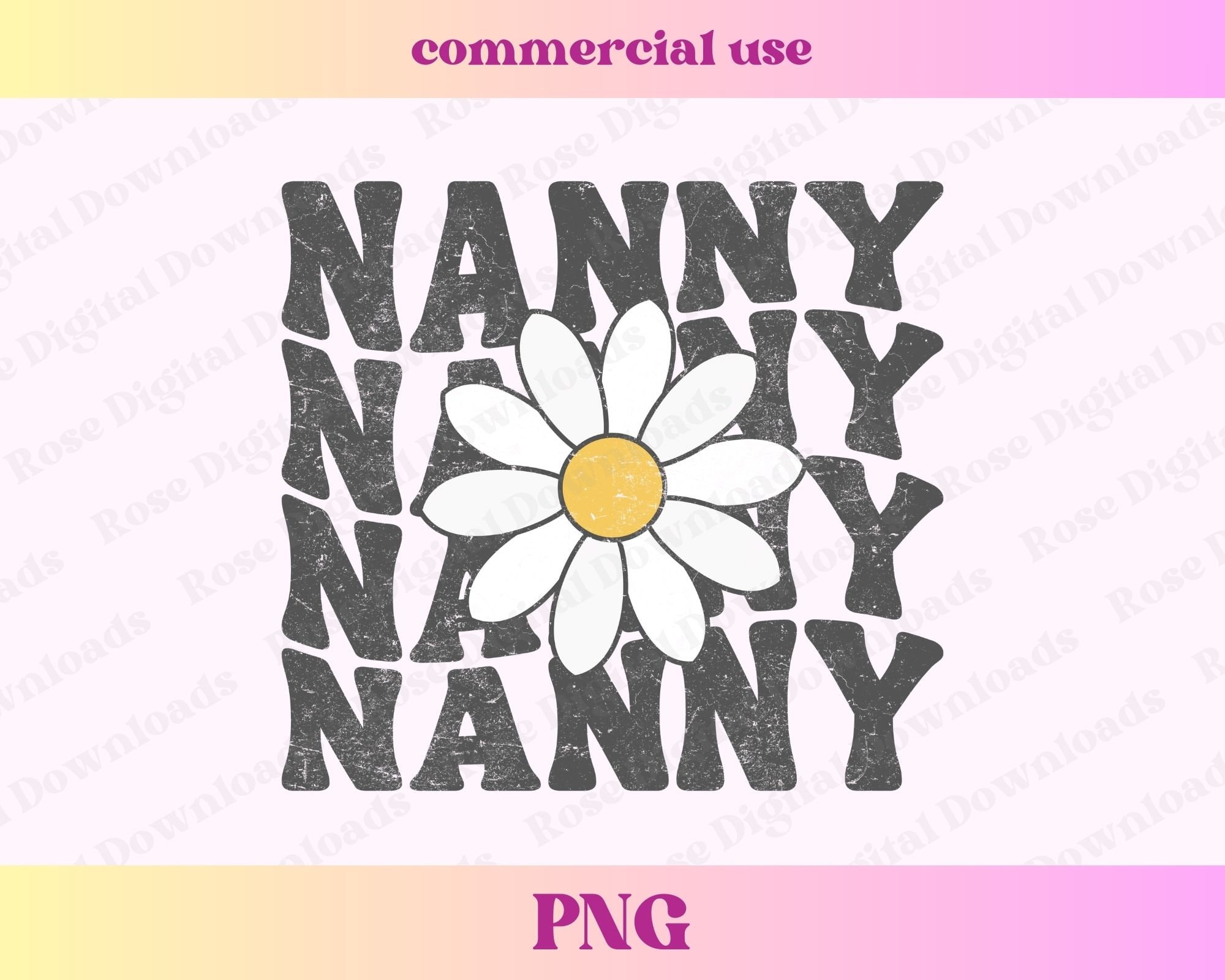 Nanny Retro Daisy PNG | Groovy Flower Shirt | Childcare Tshirt Design ...