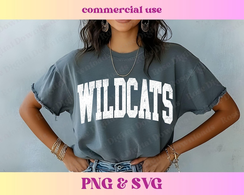 Distressed Varsity Wildcats PNG SVG | Trendy School Spirit Shirt | Cute ...