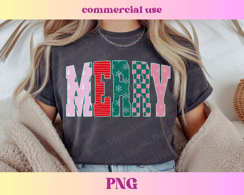 Boho Merry Christmas PNG | Distressed Retro Christmas Shirt | Checkered ...