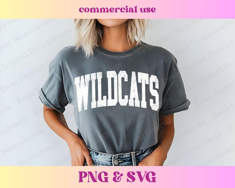 Distressed Varsity Wildcats PNG SVG | Trendy School Spirit Shirt | Cute ...