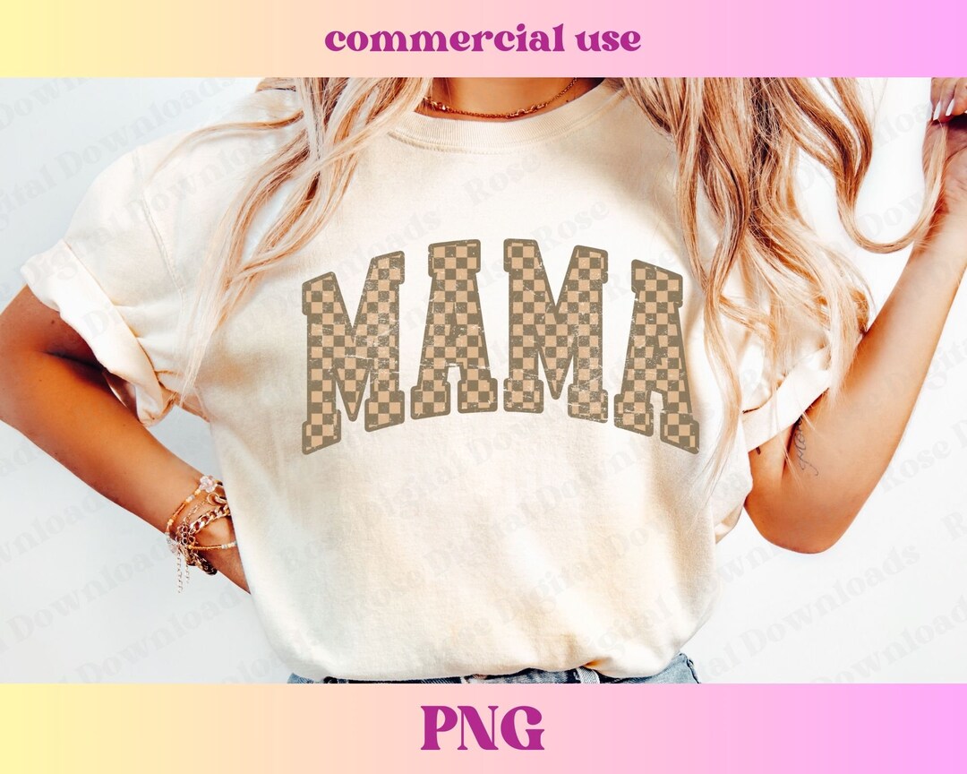 Checkered Mama PNG | Trendy Varsity Retro Mama Png | Brown Checkers Mom ...