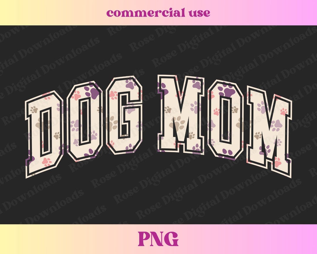 Varsity Dog Mom PNG | Dog Mama Paw Print Shirt | Distressed Varsity ...
