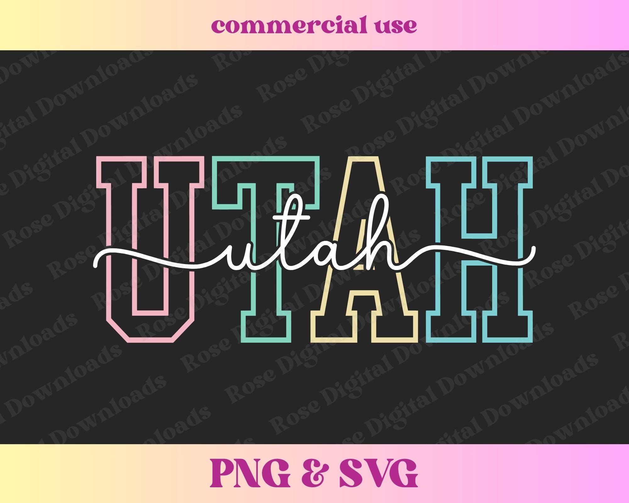 Pastel Utah Script SVG PNG | Trendy State Shirt Design | Vintage T ...