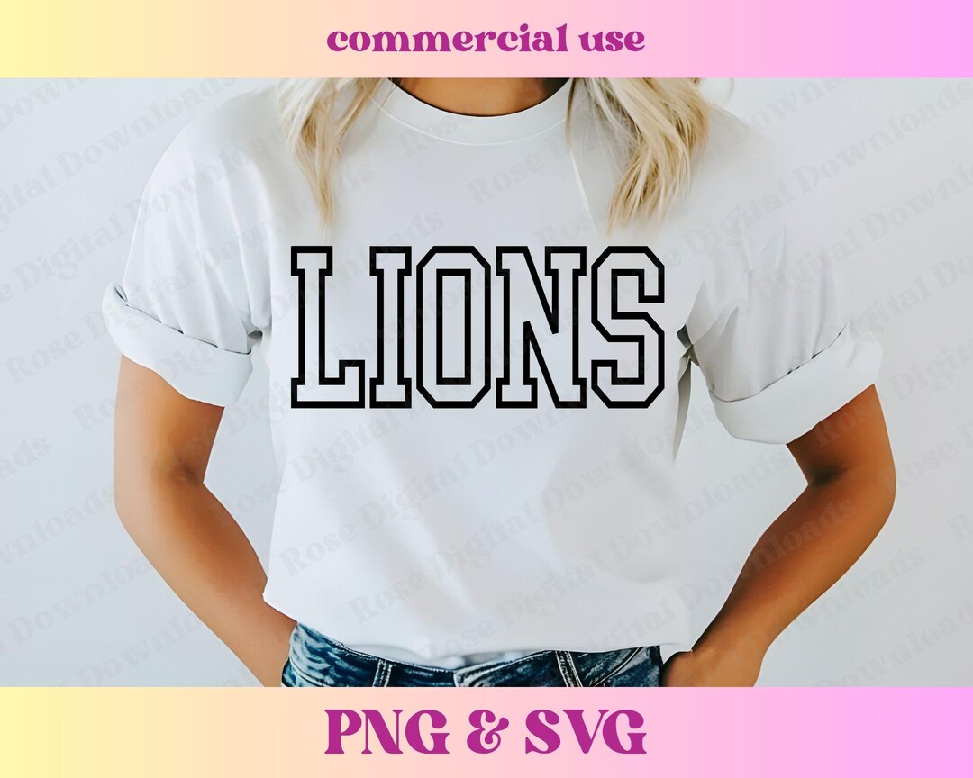 Varsity Lions Outline PNG SVG | Trendy School Spirit Shirt | Cute High ...