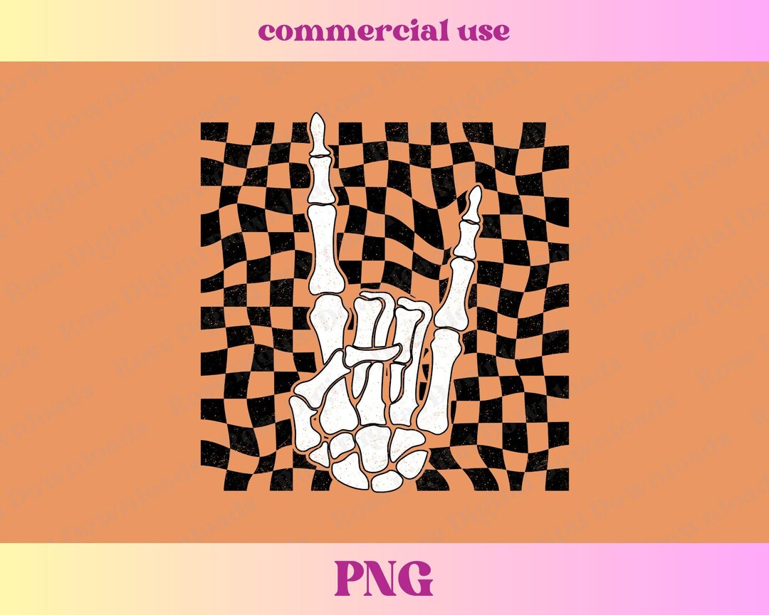 Checkered Rock N' Roll Skeleton PNG | Halloween Spooky Season Aesthetic ...