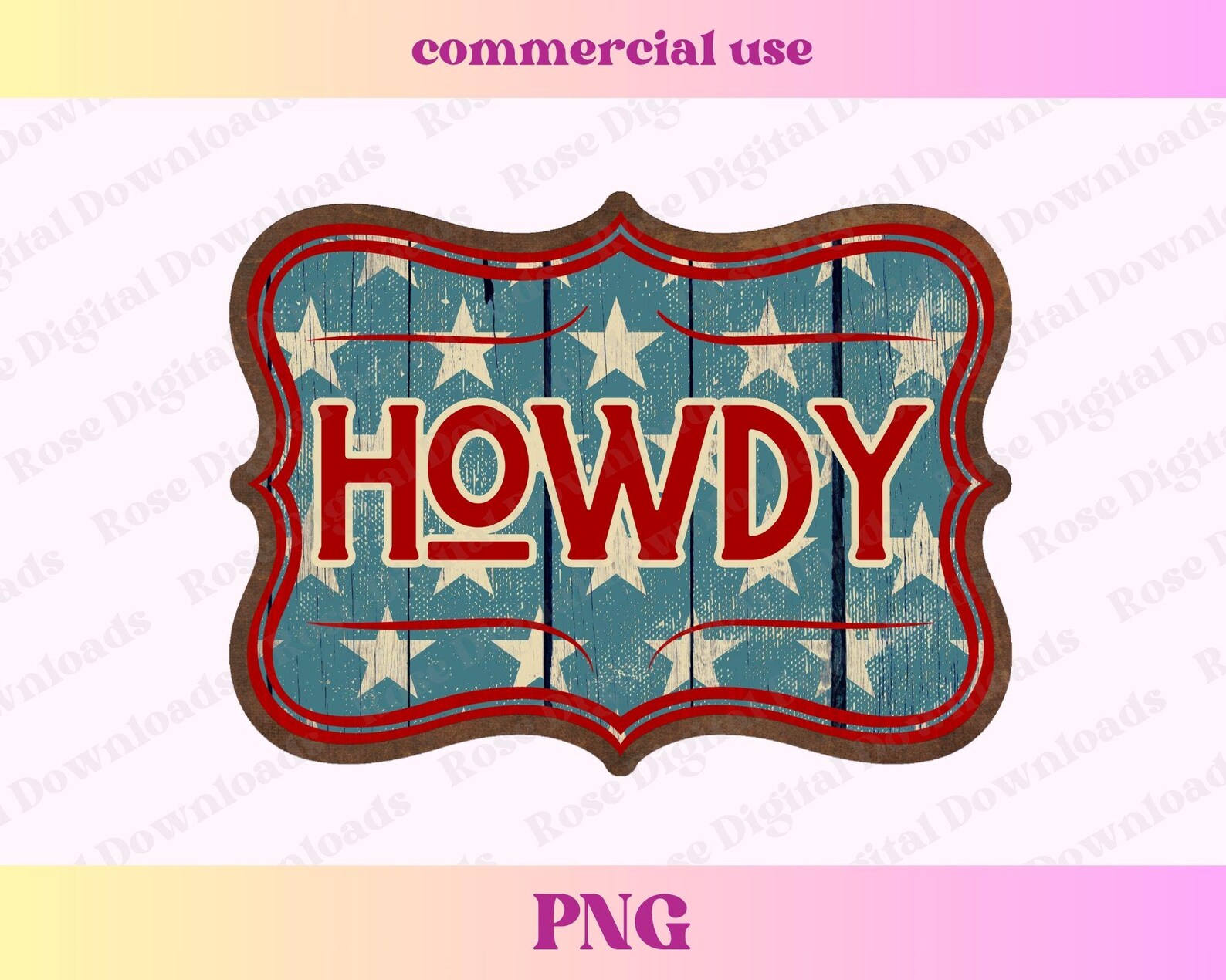 Patriotic Howdy PNG | 4th of July | Red and Blue American Flag ...