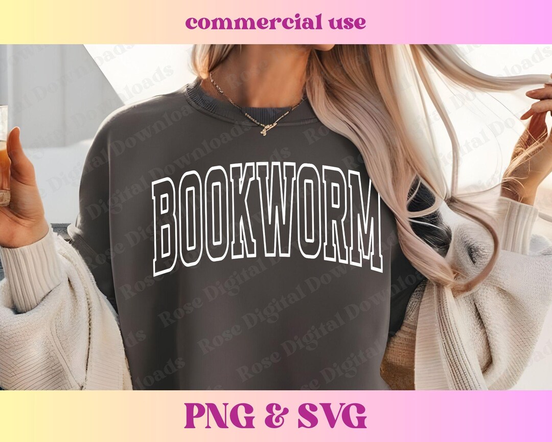 Trendy Varsity Bookworm Outline PNG SVG | Reading Smut Books Vintage ...