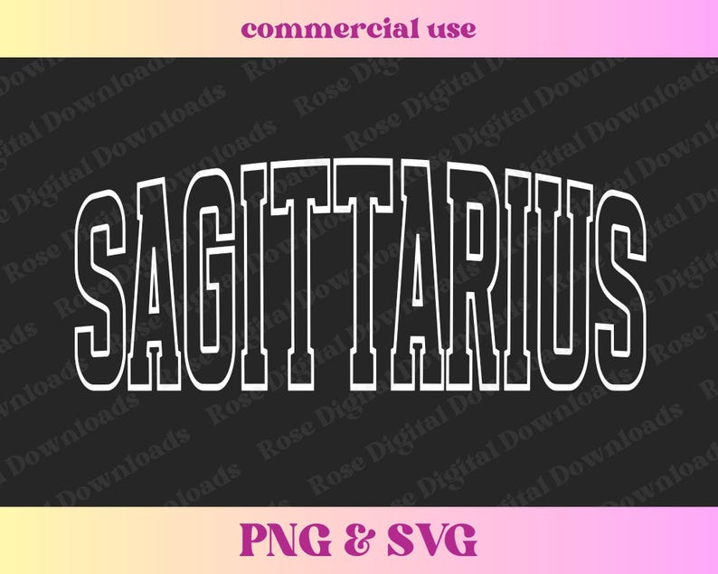 Varsity Sagittarius Outline PNG SVG | Zodiac Shirt | Varsity Trending ...