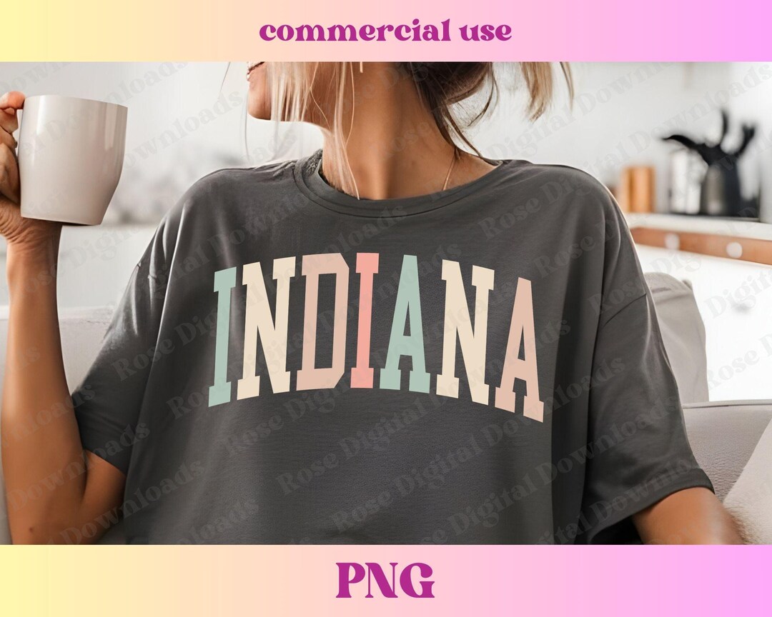 Pastel Indiana PNG | Trendy State Shirt Design | Retro Vintage T-shirt ...