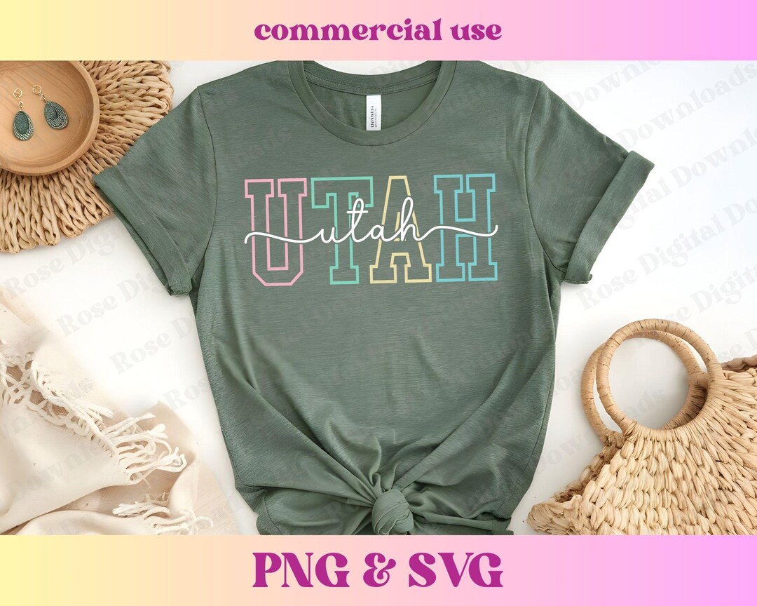 Pastel Utah Script SVG PNG | Trendy State Shirt Design | Vintage T ...