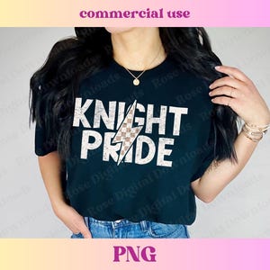 Knight Pride Checkered Lightning Bolt PNG | Retro Distressed Varsity ...