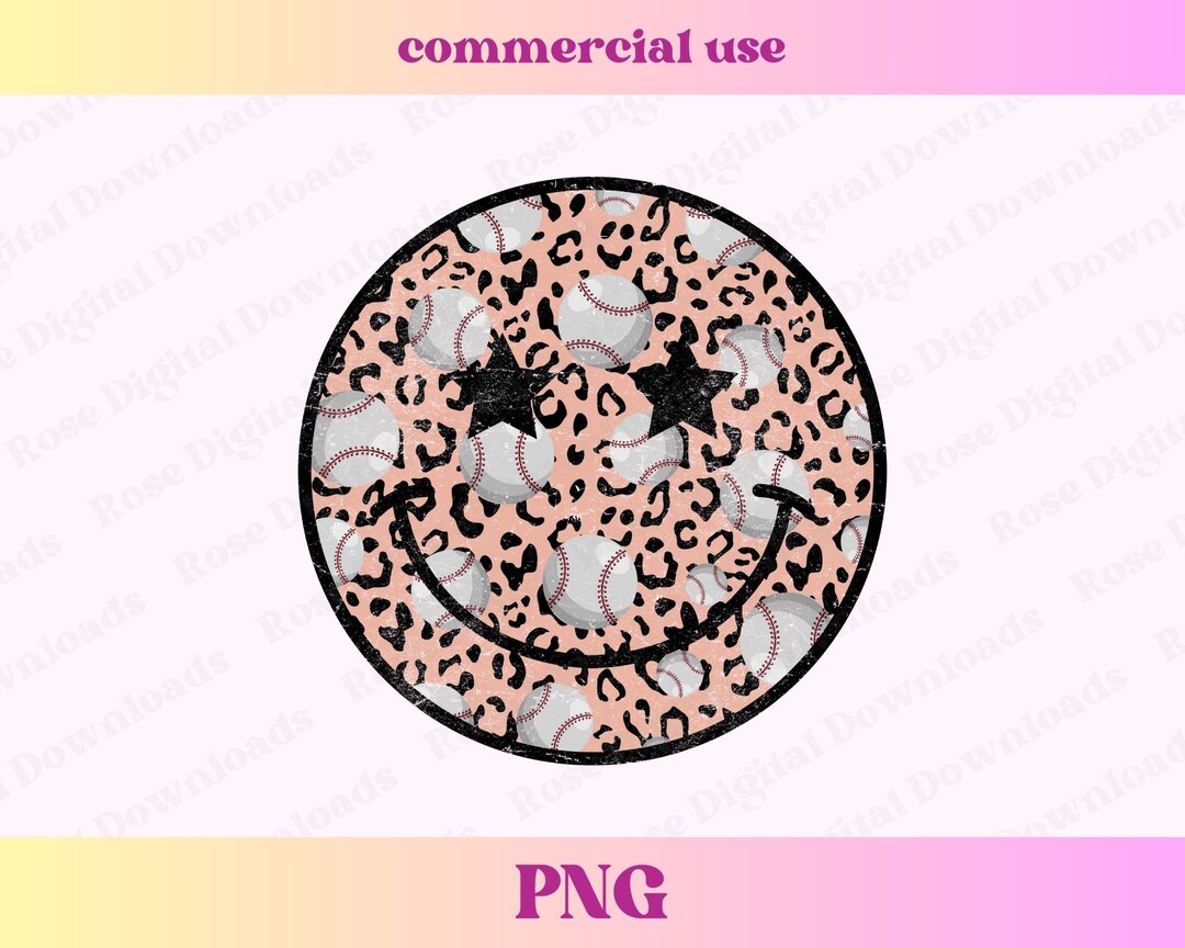 Leopard Baseball Smile PNG | Happy Sports Mom Png | Groovy Smile ...