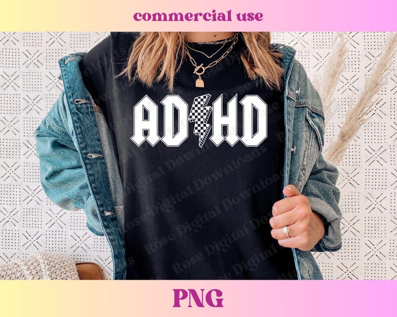 Checkered Lightning Bolt ADHD PNG SVG Unhinged Sarcastic Sublimation ...