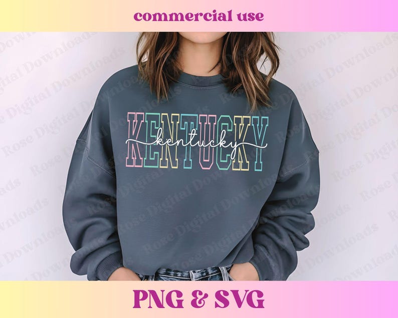 Pastel Kentucky Script SVG PNG | Trendy State Shirt Design | Vintage T ...