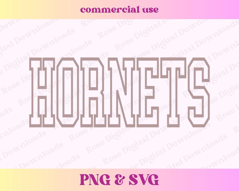 Varsity Hornets Outline PNG SVG | Trendy School Spirit Shirt | Cute ...
