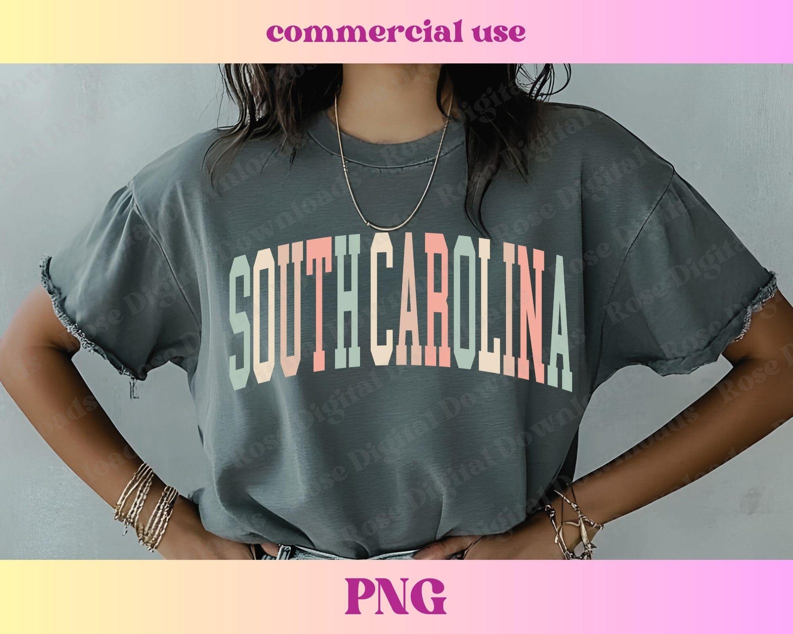 Pastel South Carolina PNG | Trendy State Shirt Design | Retro Vintage T ...