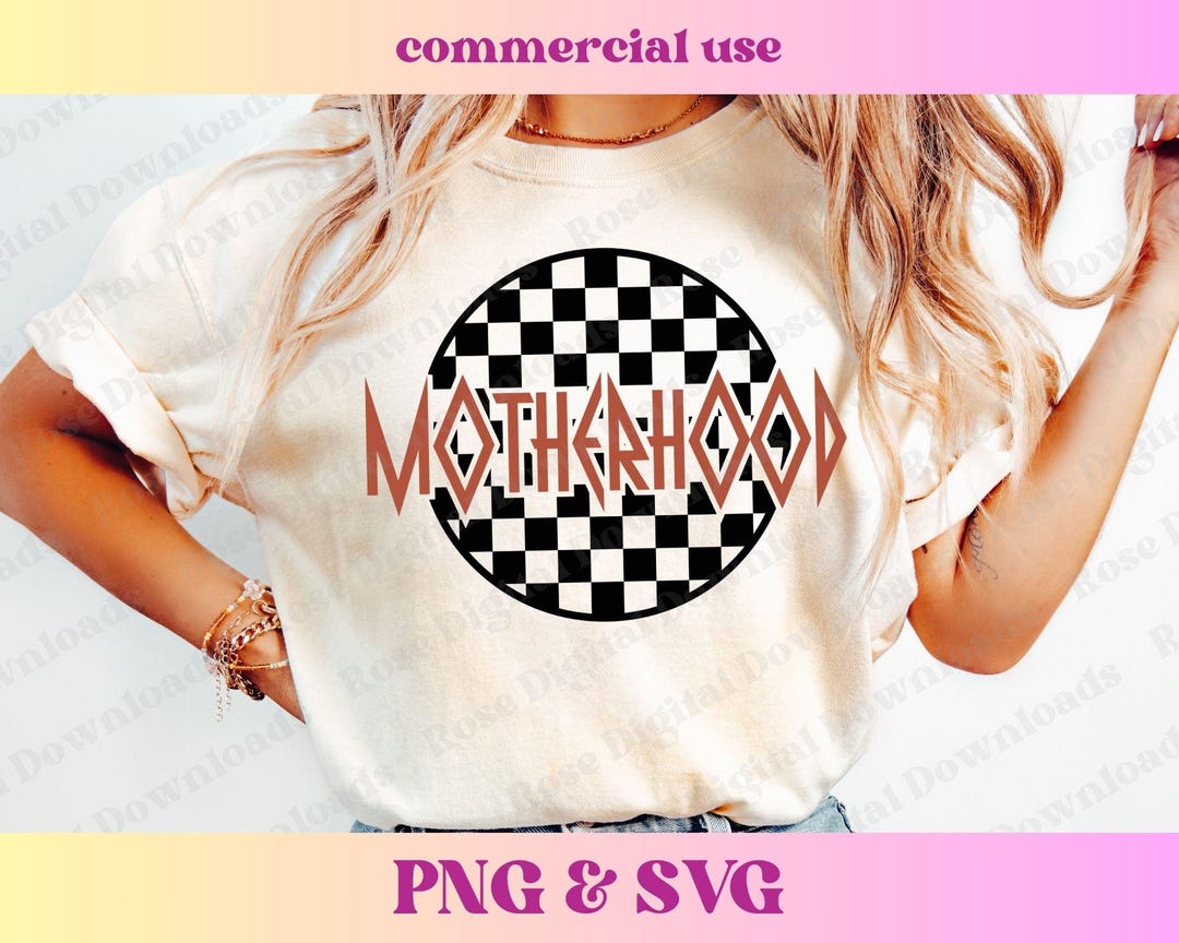 Checkered Rocker Motherhood PNG SVG | Trendy Vintage Retro Mom Gift ...