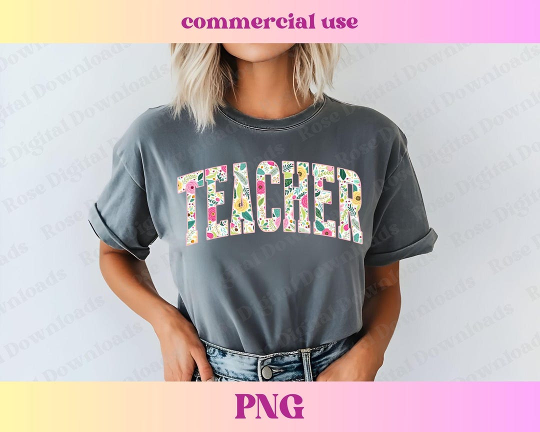 Floral Teacher PNG | Floral Shirt Design | Distressed Elementary School ...