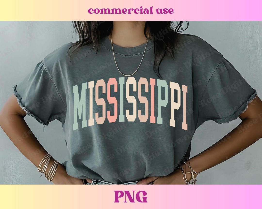 Pastel Mississippi PNG | Trendy State Shirt Design | Retro Vintage T-shirt Sublimation, Hometown ...