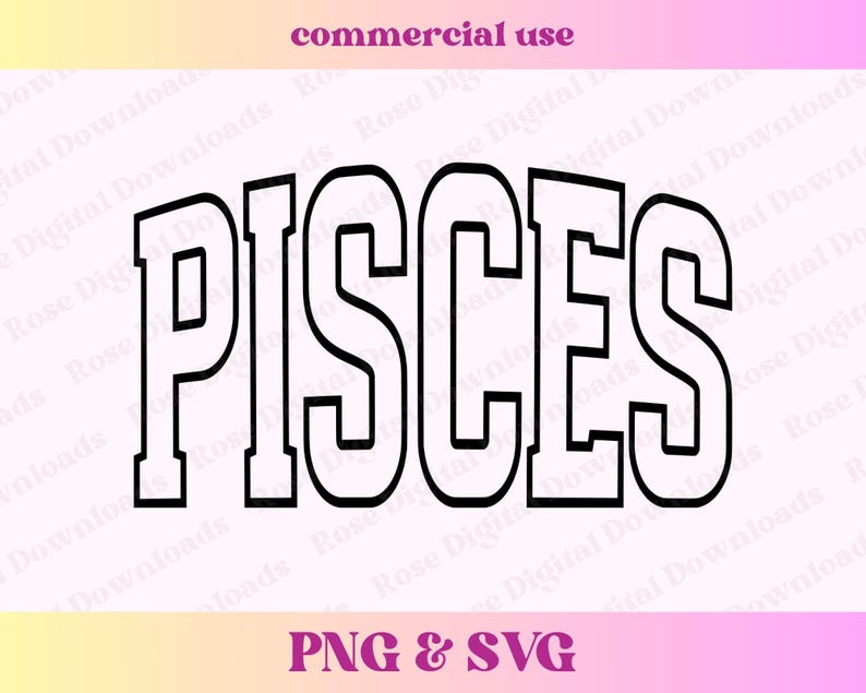Varsity Pisces Outline PNG SVG | Zodiac Shirt | Varsity Trending ...