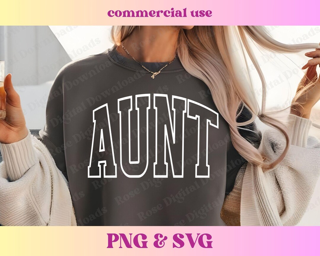 Outline Varsity Aunt PNG SVG | Trendy Vintage Shirt Gift | Aunt ...