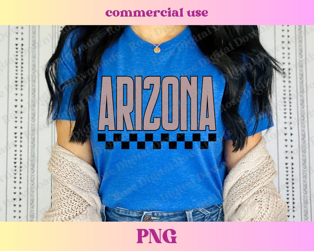 Checkered Arizona PNG Trendy State Shirt Design Distressed Retro ...