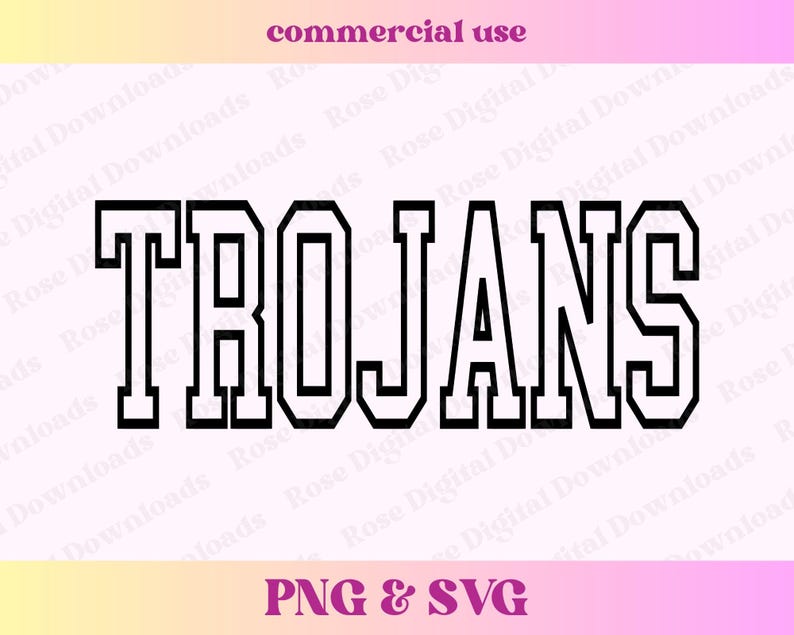 Varsity Trojans Outline PNG SVG | Trendy School Spirit Shirt | Cute ...