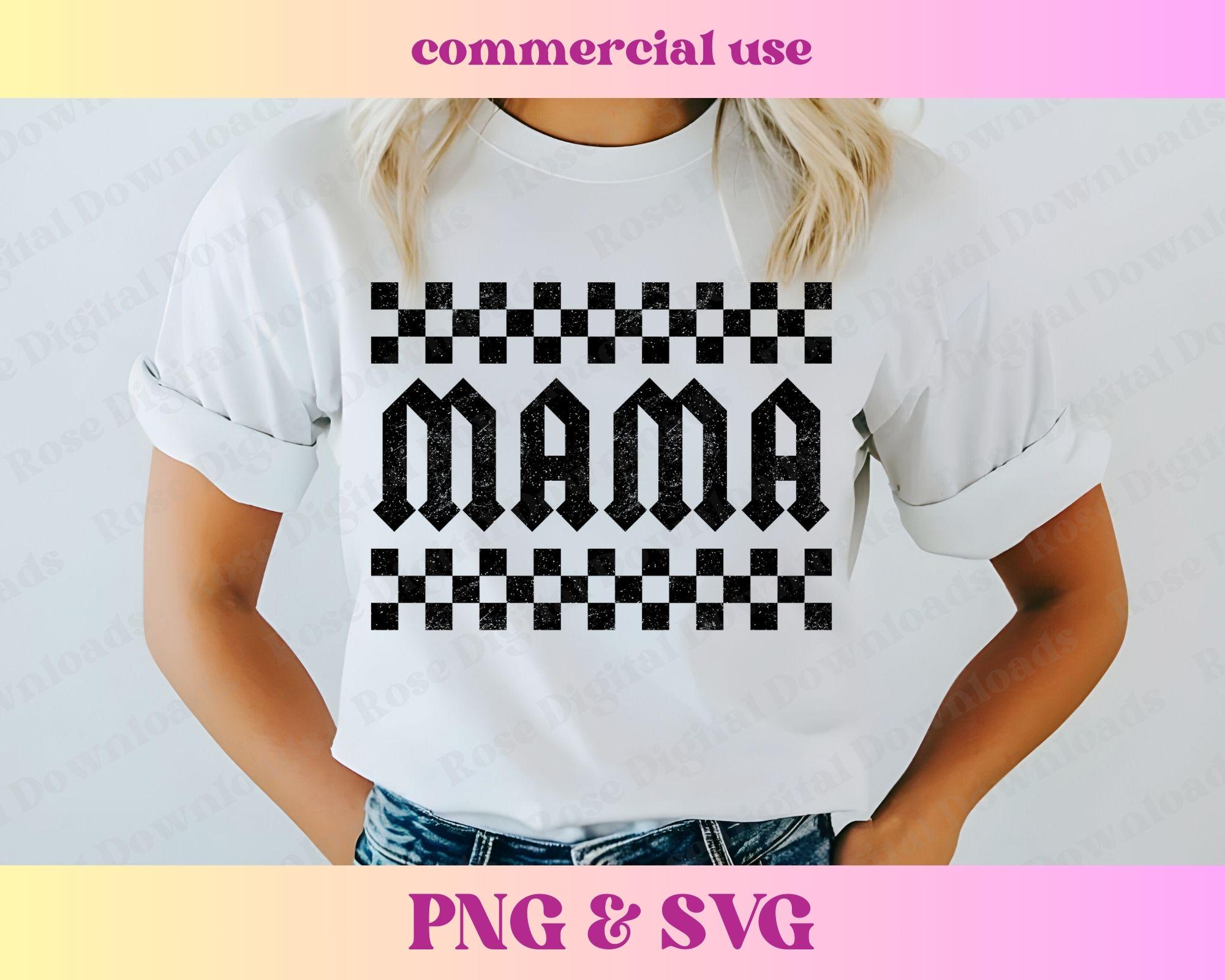 Checkered Rock N Roll Mama PNG SVG | Trendy Vintage Retro Mom | Mommy ...