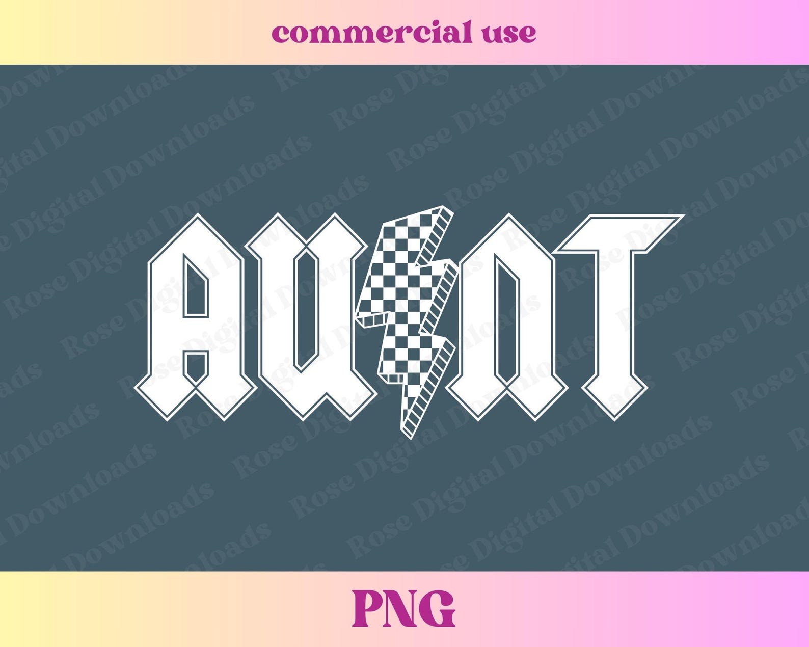 Checkered Lightning Bolt Aunt PNG SVG | Trendy Vintage Retro Aunt ...